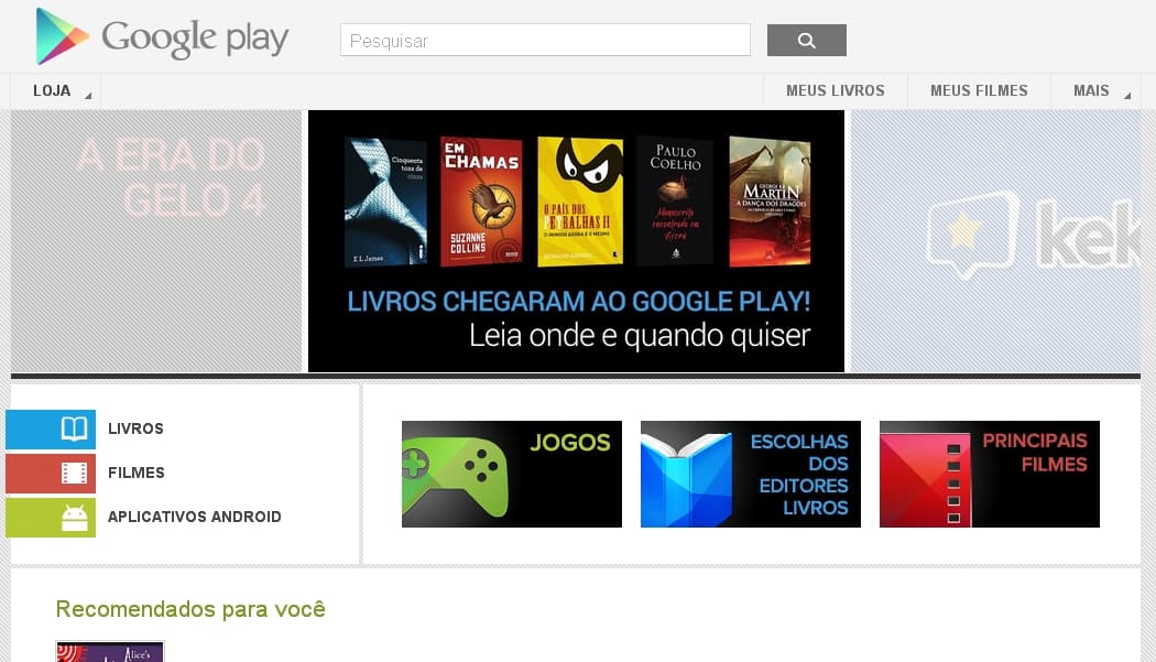 Google Play com livros e filmes agora no Brasil