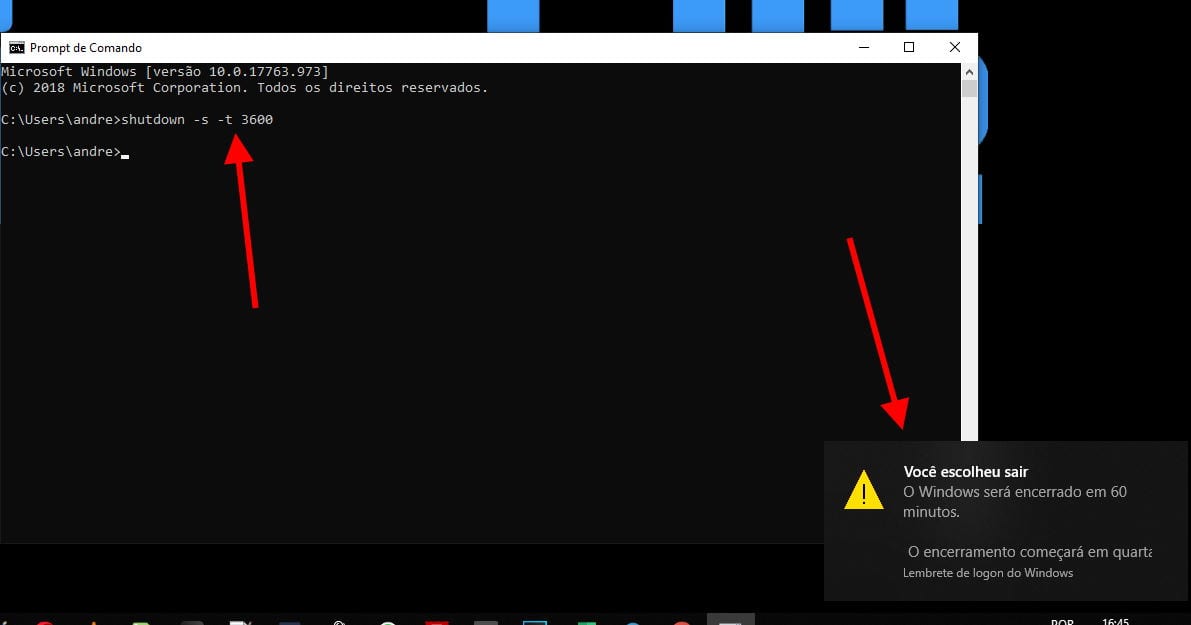 Como Programar o Desligamento do Windows 10 Usando CMD